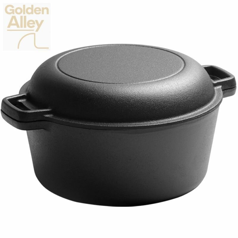 Форма для выпечки хлеба, жарки и тушения "два в одном", чугунная голландская сковорода, 5 литров
