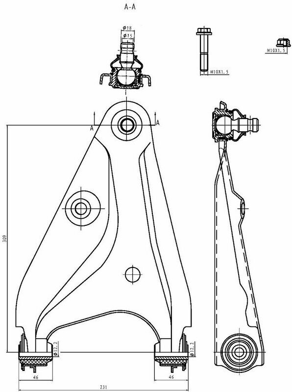 Рычаг передней подвески нижний L S&K SKCA2179 Renault Logan 2004->, Sandero 2009->, Lada Largus 2012->