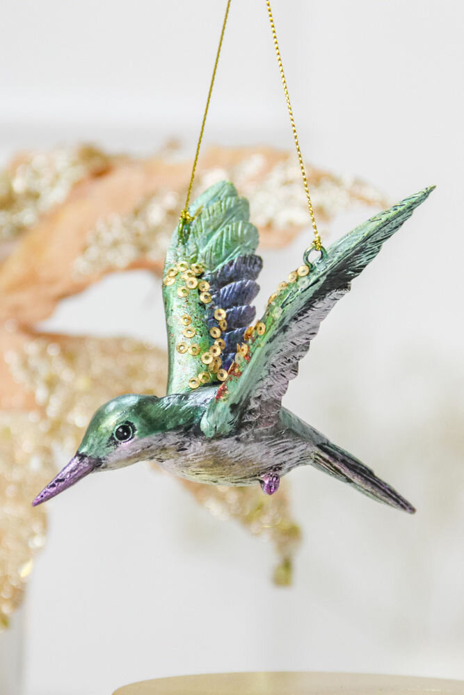Ёлочная игрушка порхающая колибри, полистоун, 13 см, Goodwill D44074