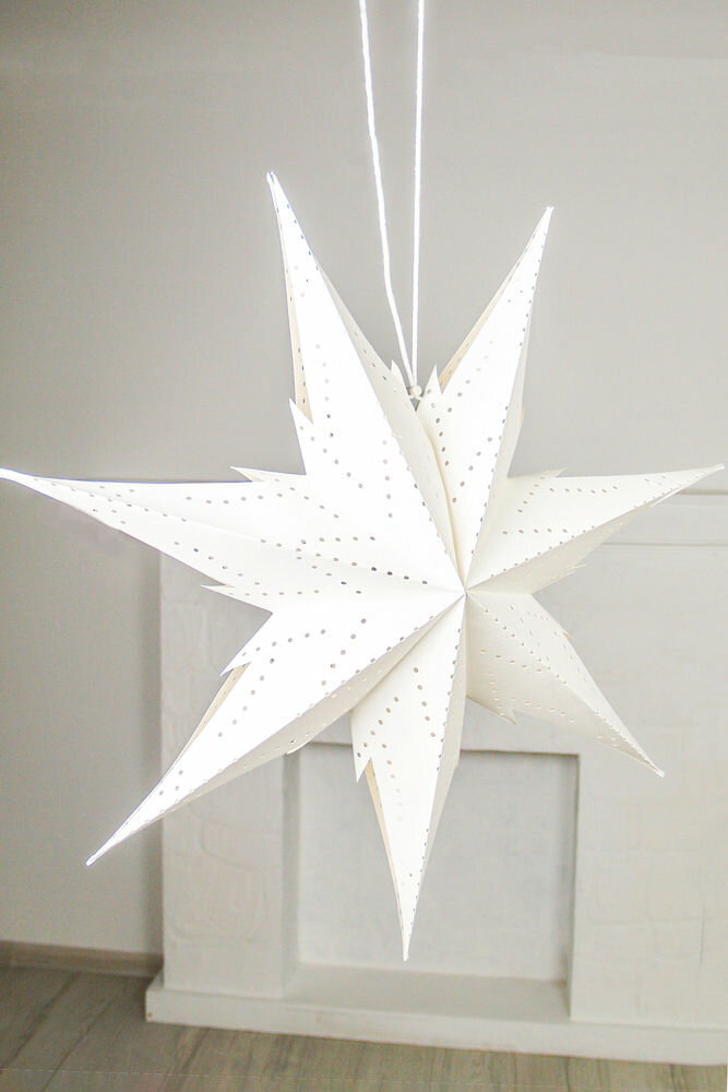 Подвесное декоративное украшение звезда алина, бумага, белый, 60 см, Koopman International A64101060-3