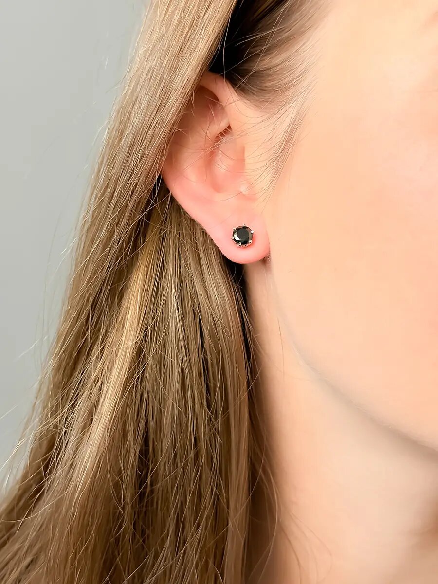 Серьги пусеты, серебро, 925 проба, родирование, шпинель