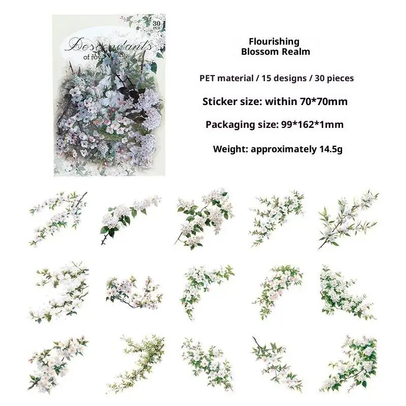 Наклейки для скрапбукинга Flourishing Blossom Realm, 30 шт, Цвет: A2