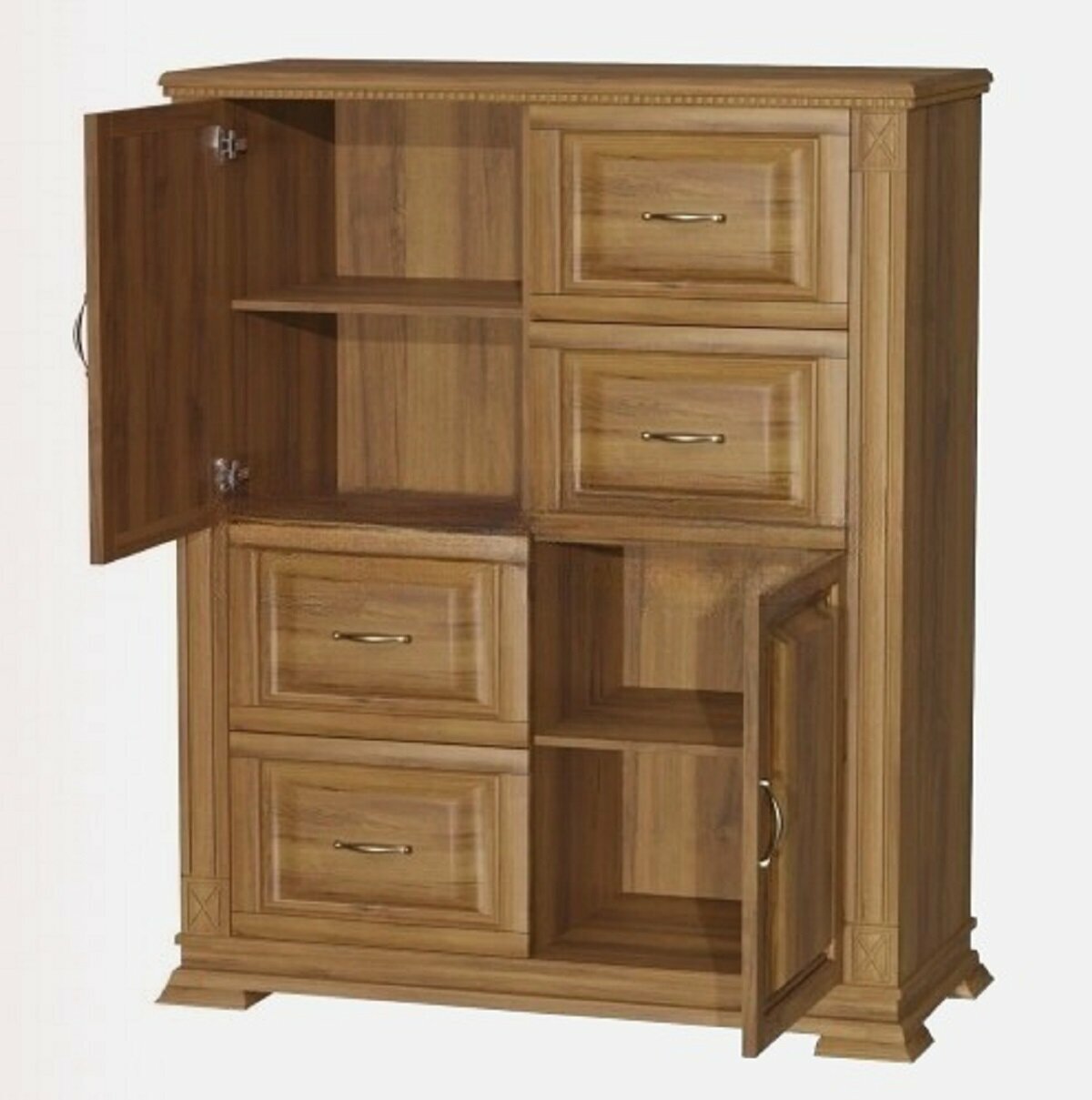 Комод для хранения вещей из массива сосны Верди PREMIUM 219, 100x45x120 клас. орех 2