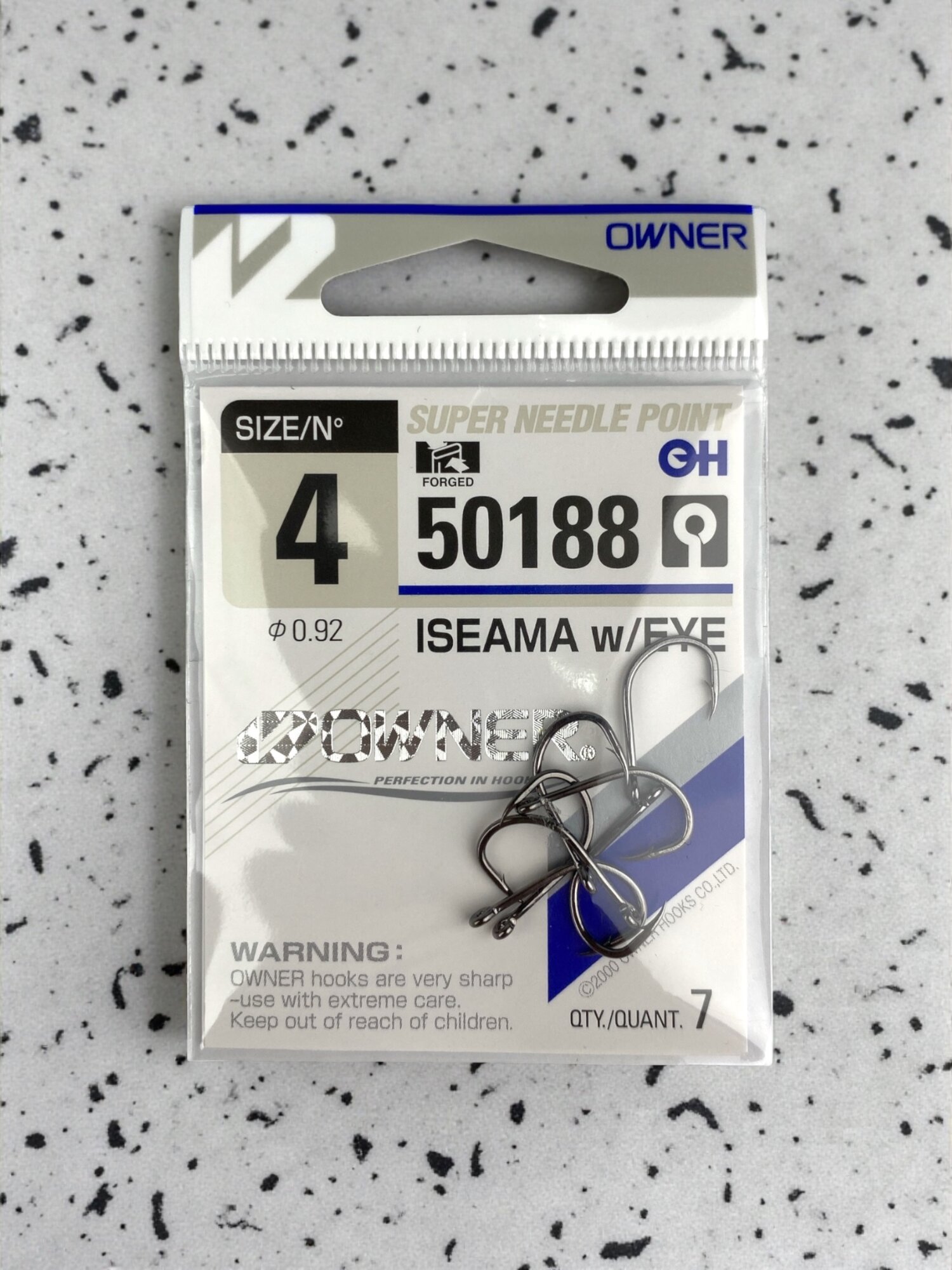 Крючок рыболовный Owner Iseama w/eye 50188 №4 0,92 мм, набор 7 шт.