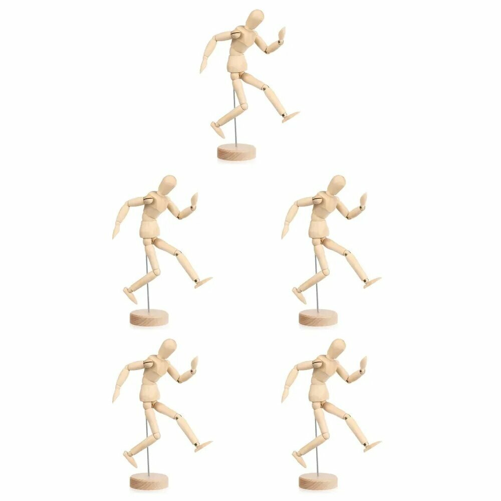 Деревянный манекен для рисования с гибким телом, 5 позируемых фигур для художников и декора