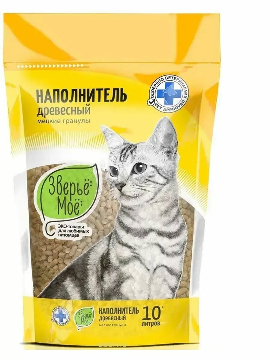 Наполнитель древесный Мелкие гранулы 10 л. 3 шт.