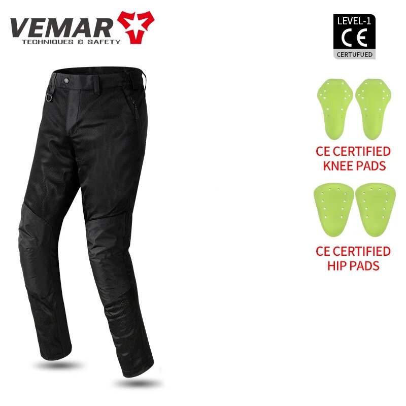 Мотоштаны VEMAR, Оксфорд, CE Level 1, черные