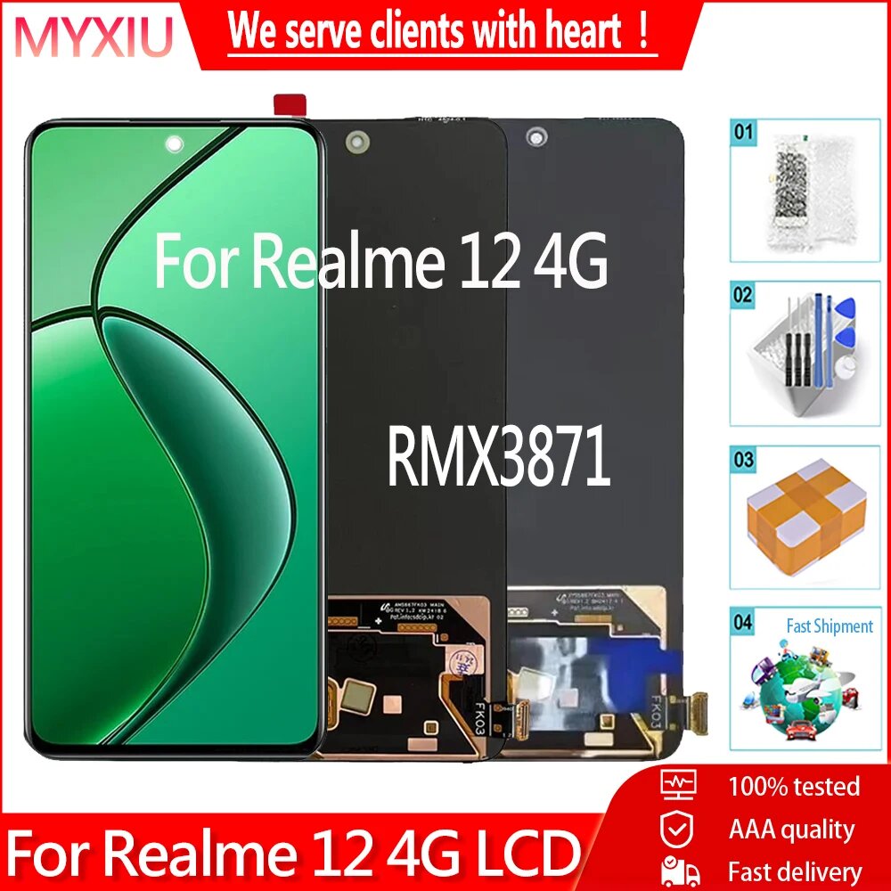 AMOLED 6,67 "для Realme 12 4G RMX3871 ЖК-дисплей с цифровым преобразователем OLED No Frame