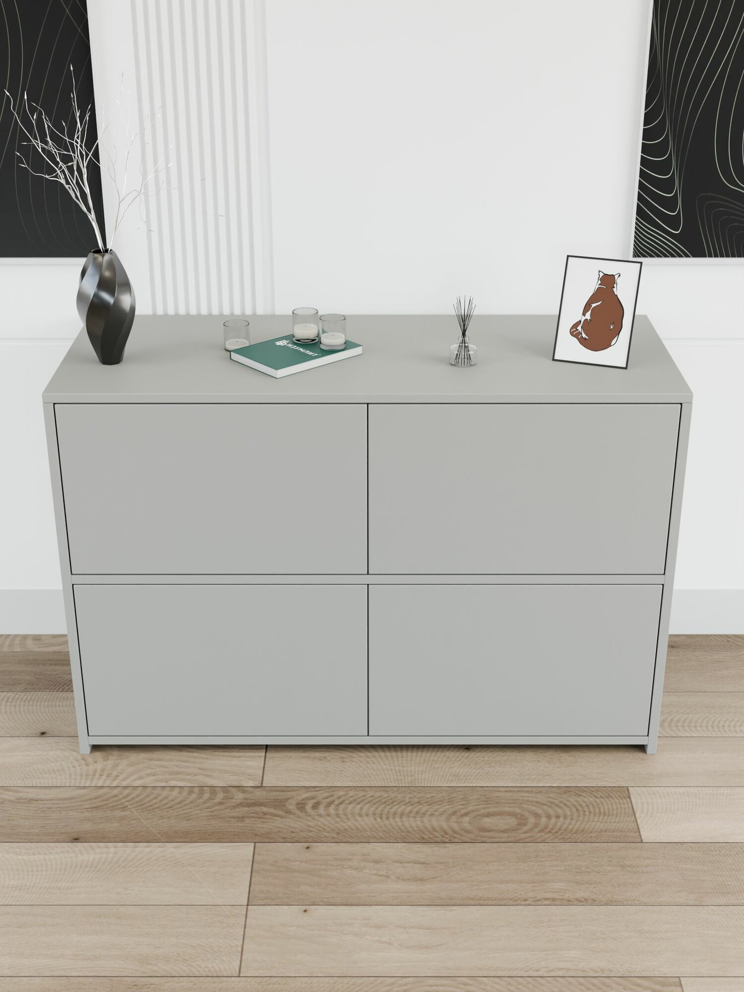 Изумлит Комод для белья и одежды Каллисто 100х66.8х40 см, шиншилла серая