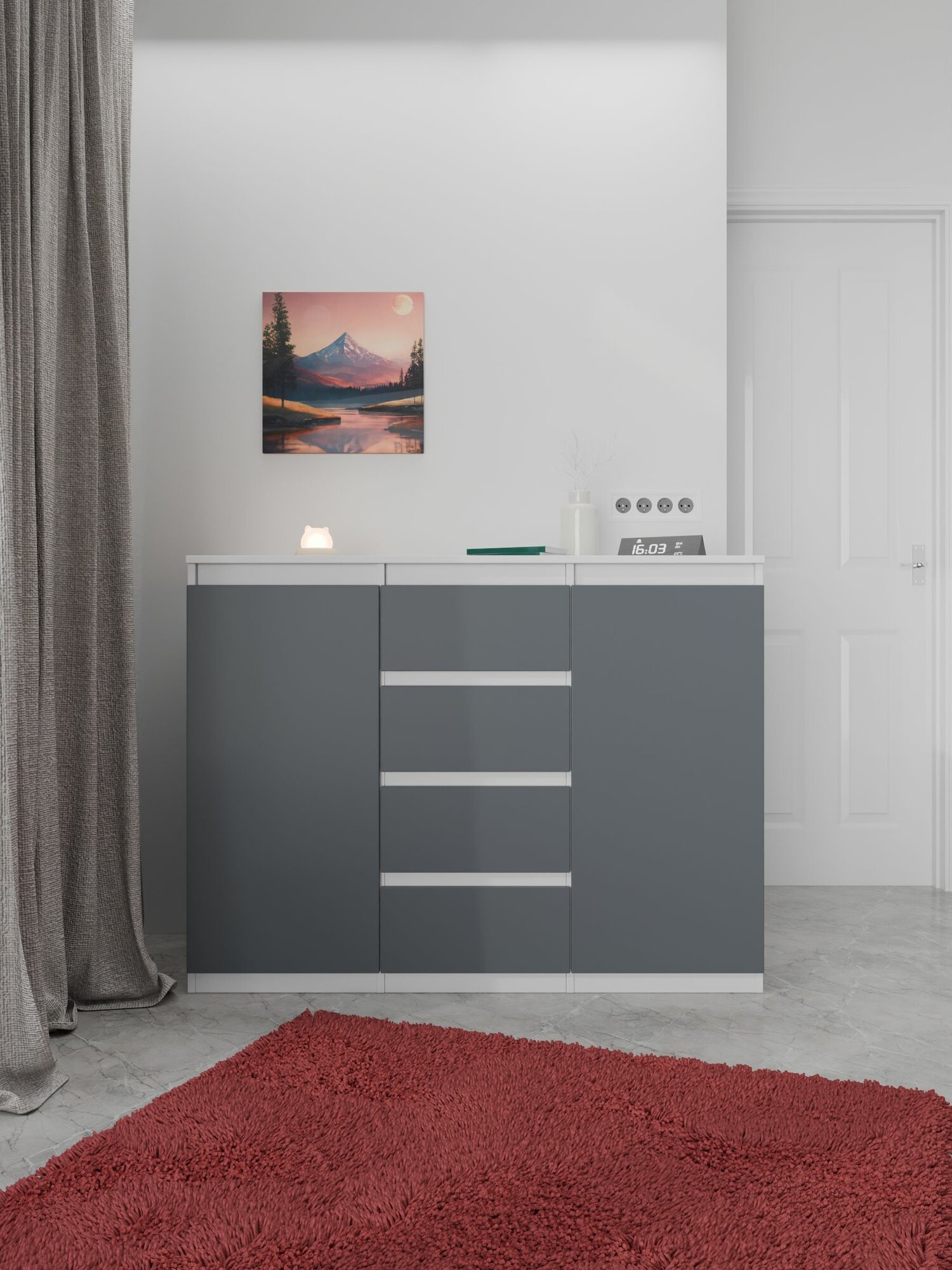 Комод для белья и одежды тоскана, 120х91х50.4 см, белый-графит