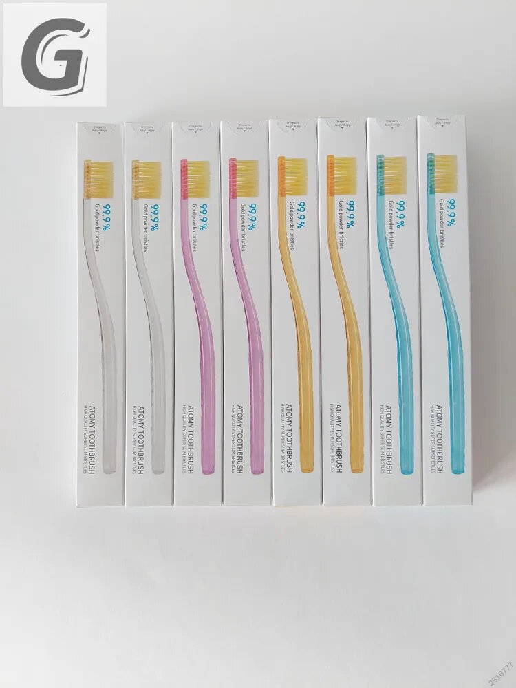 Зубная щетка ATOMY 8 шт. белого, жёлтого, розового и зеленного цвета. Мягкая щетина