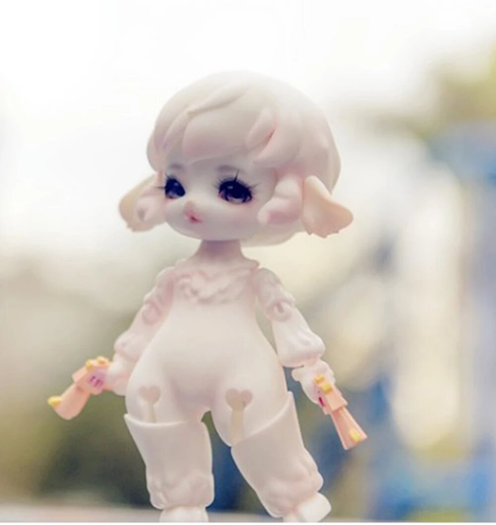 BJD 1/12 резиновая кукла овечка white skin, makeup