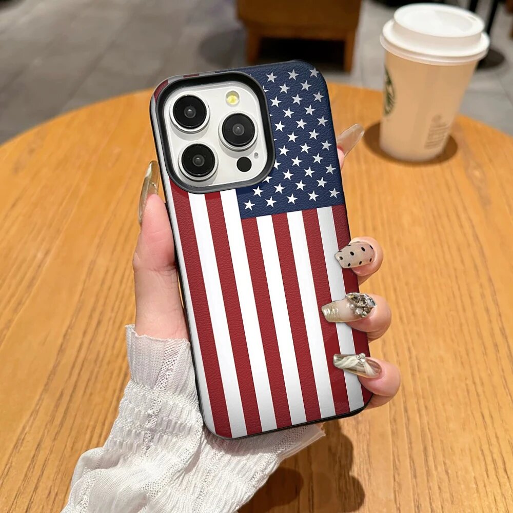 Чехол для iPhone с флагом США, черный, Black-WQCS156