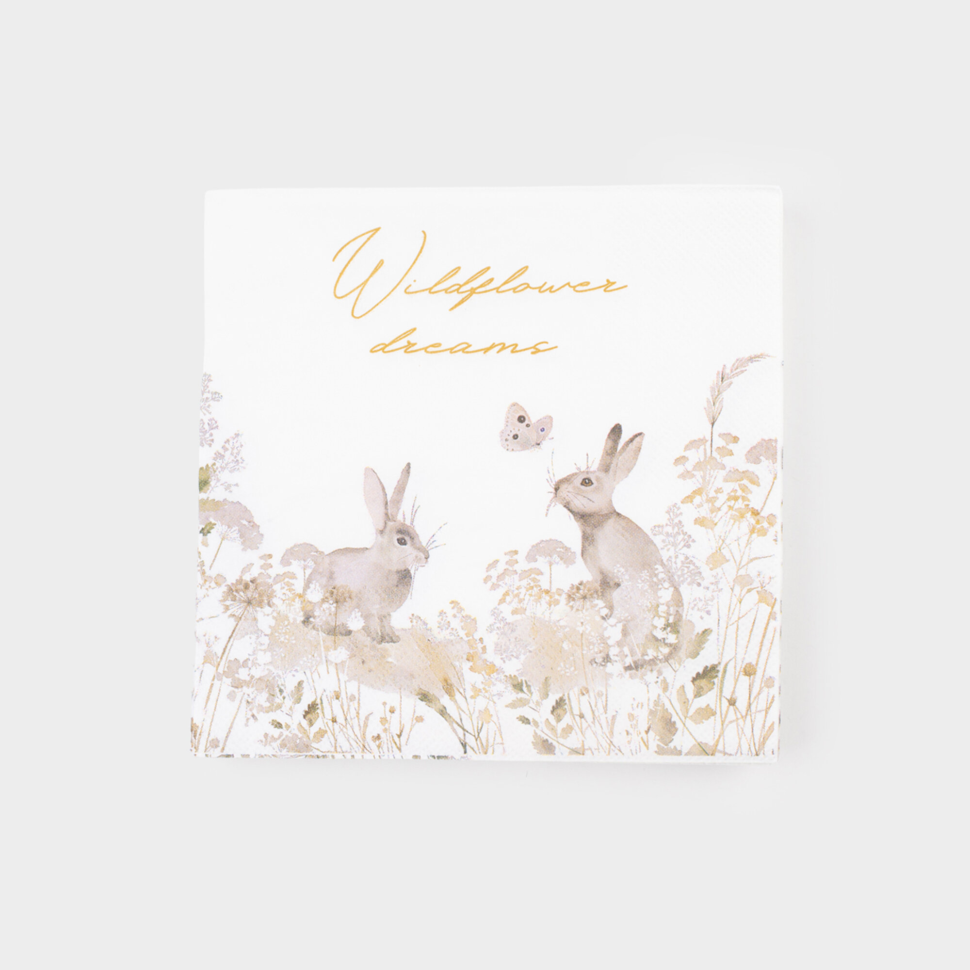 Салфетки бумажные, 33х33 см, 20 шт, квадратные, белые, Кролики и бабочка, Easter, Kuchenland