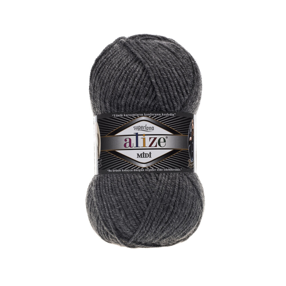 Пряжа для вязания Alize Superlana midi 182 темно-серый 100 гр/170 м 25% шерсть, 75% акрил