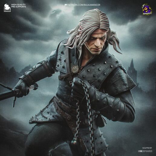 Сборная модель Geralt (The Witcher Book series), 251мм, 1/8 для покраски