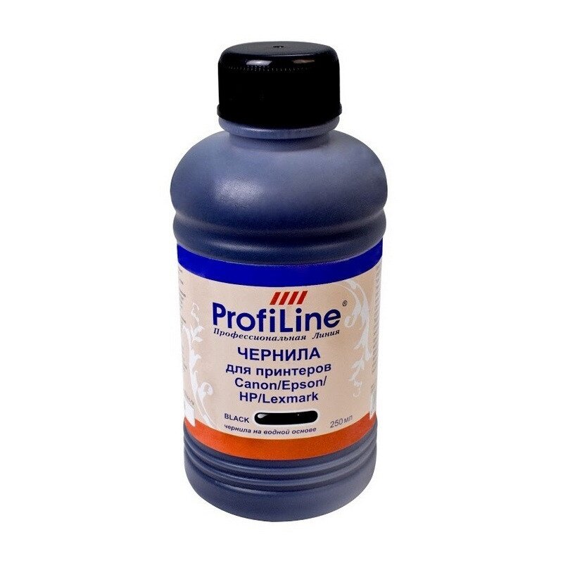 Чернила для принтера Profiline "Premium", черные, для Canon, Epson, HP, Lexmark, водные, 250 мл (PL_INK_U_C/E/H/L_BK_250ml)