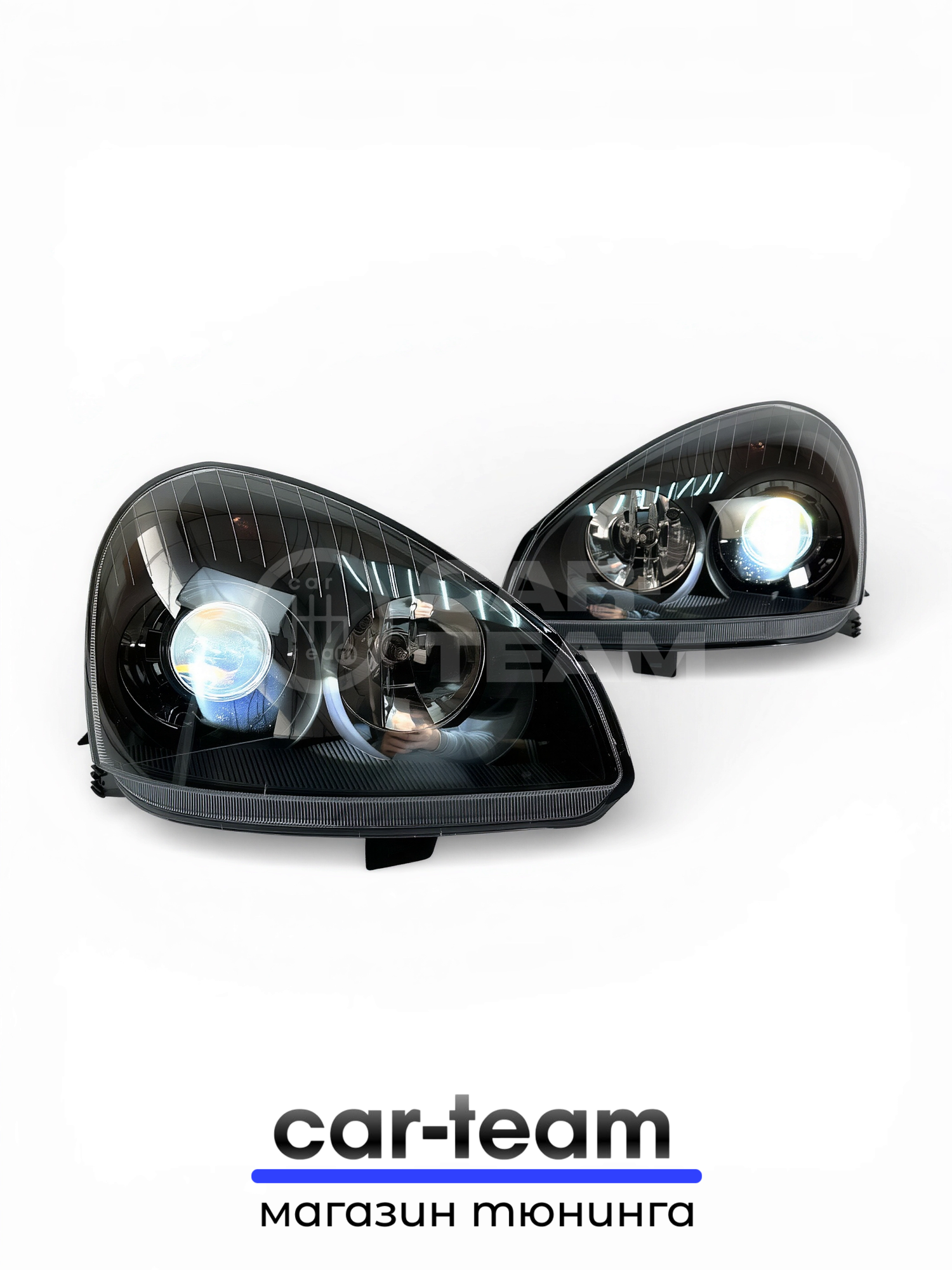 Фары на Лада Приора 1 (2170-72) передние с Bi LED модулями 2.5 дюйма, черная маска (под ключ)