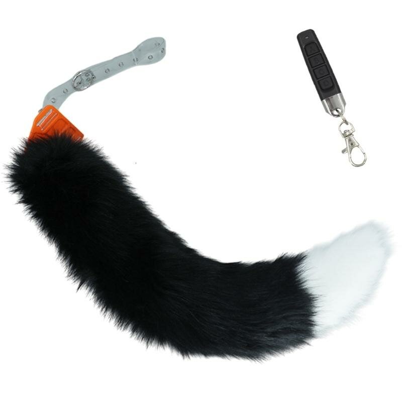 Электрические уши и хвост лисы, лисий хвост черный белый