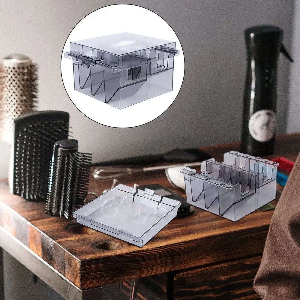 Пластиковый бокс для расчесок серого цвета, органайзер для хранения аксессуаров на столе