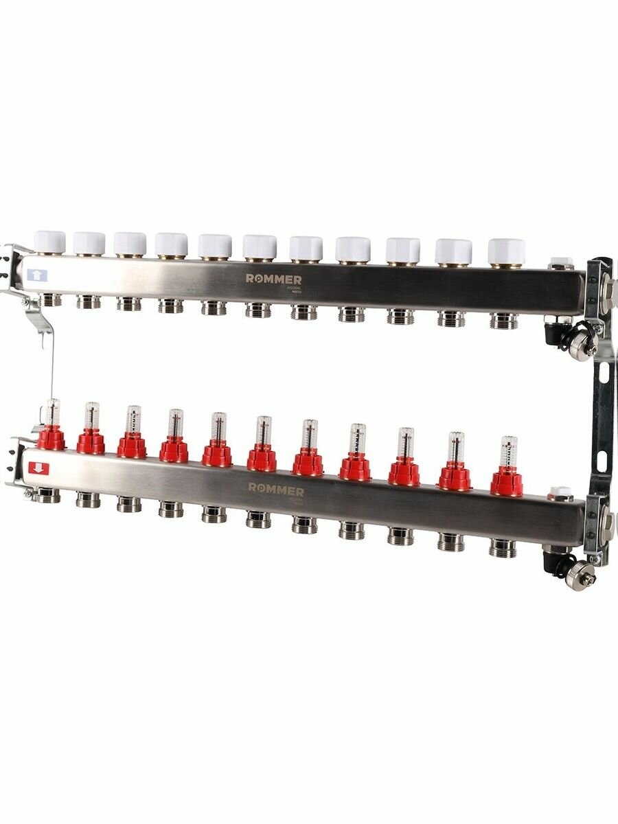 Коллектор распределительный Rommer RMS-1201-000011 с расходомерами 11 выходов