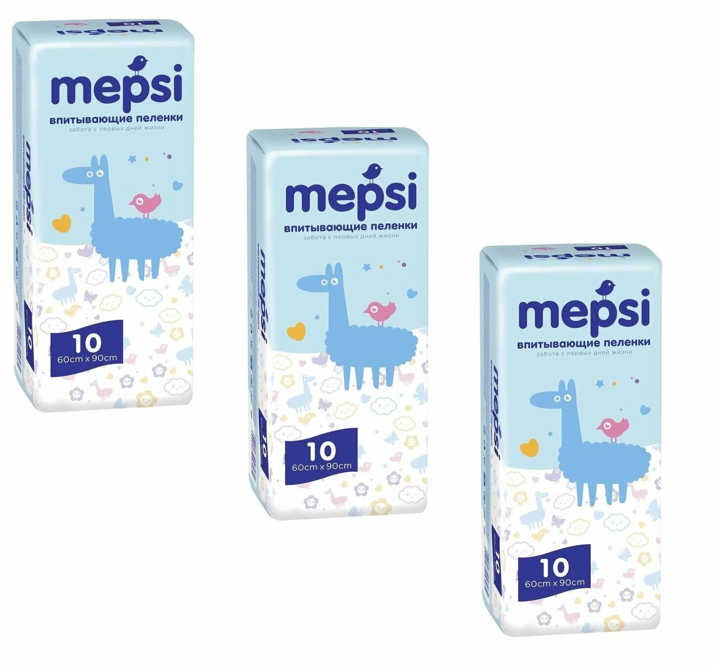 Пеленки детские Mepsi впитывающие 60х90 10 шт, 3упаковки