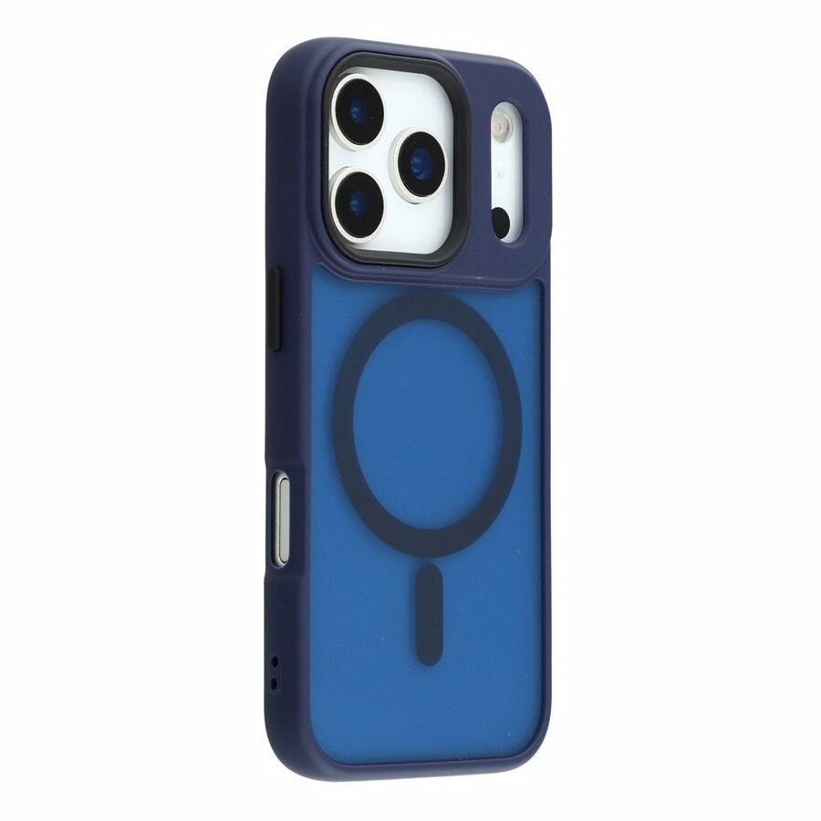 Силиконовая накладка Magsafe с бортом для Apple iPhone 17 Pro синий