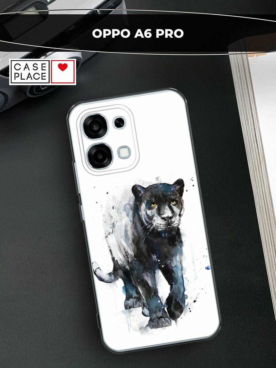 Силиконовый чехол на Oppo A6 Pro / Оппо A6 Про с принтом Пантера арт 3