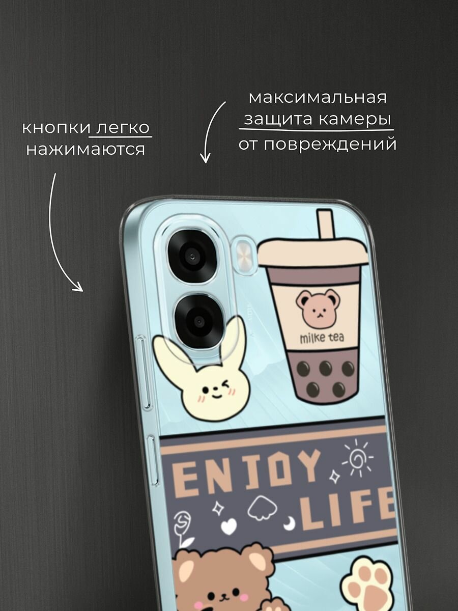 Чехол на Oppo A6x / Оппо A6x с принтом Enjoy life 2, прозрачный — фото 1