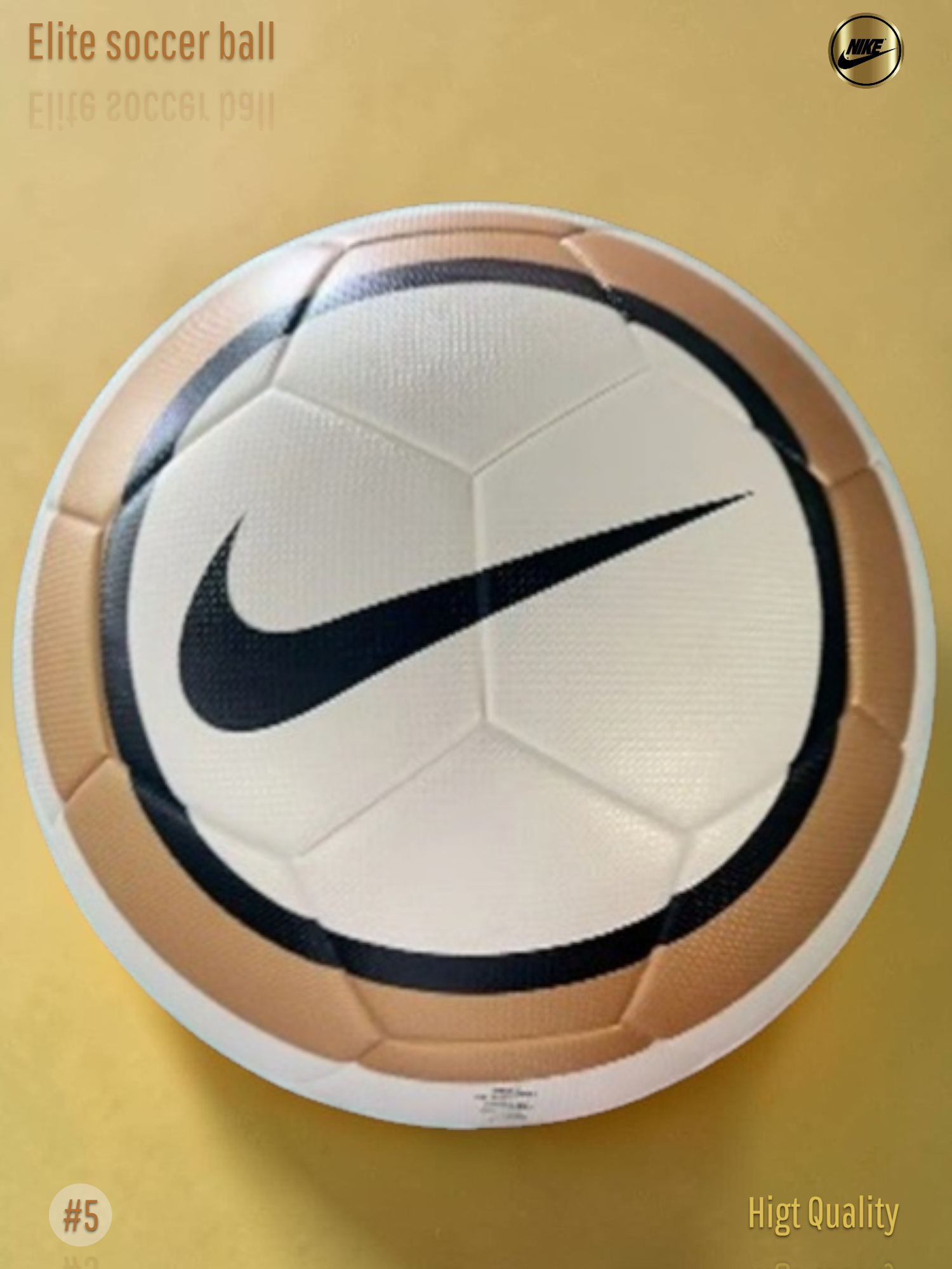 Футбольный мяч Club Elite, 5 размер, клееный, белый/золотистый