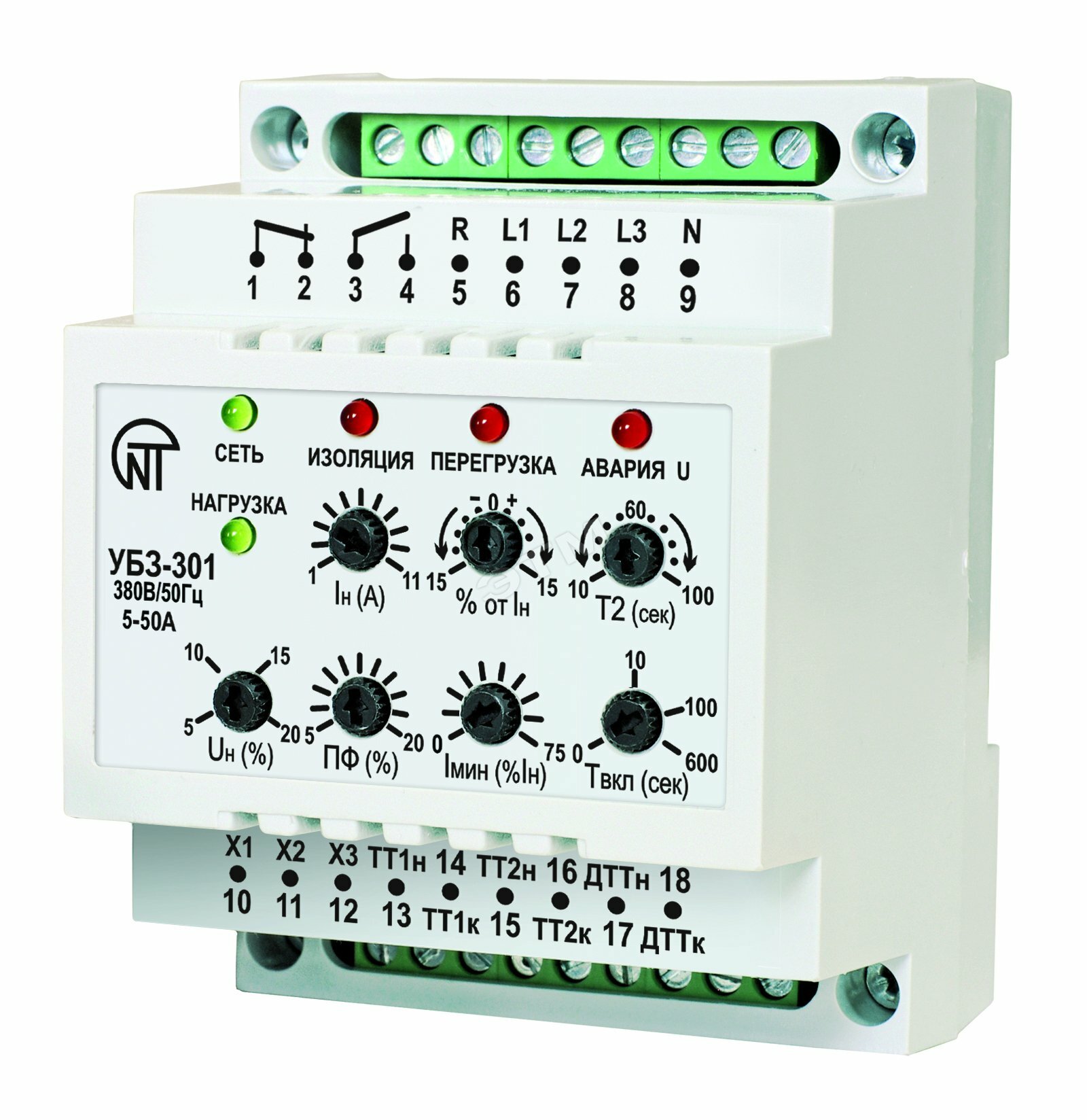 Реле тока УБЗ-301 5-50A для защиты двигателей Новатек-Электро 3425605301