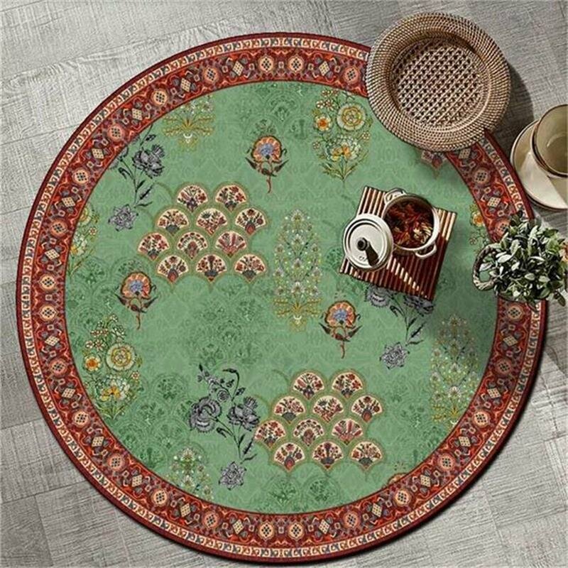Новый круглый нескользящий ковер с цветами в китайском стиле, 120 см