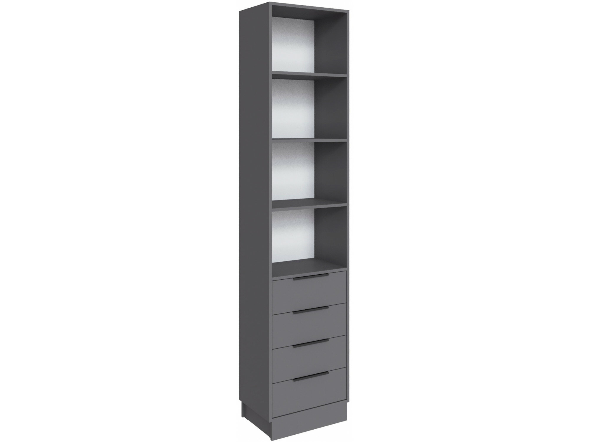 Шкаф торцевой (0,35), с 4 ящиками, современный стиль - Графит серый