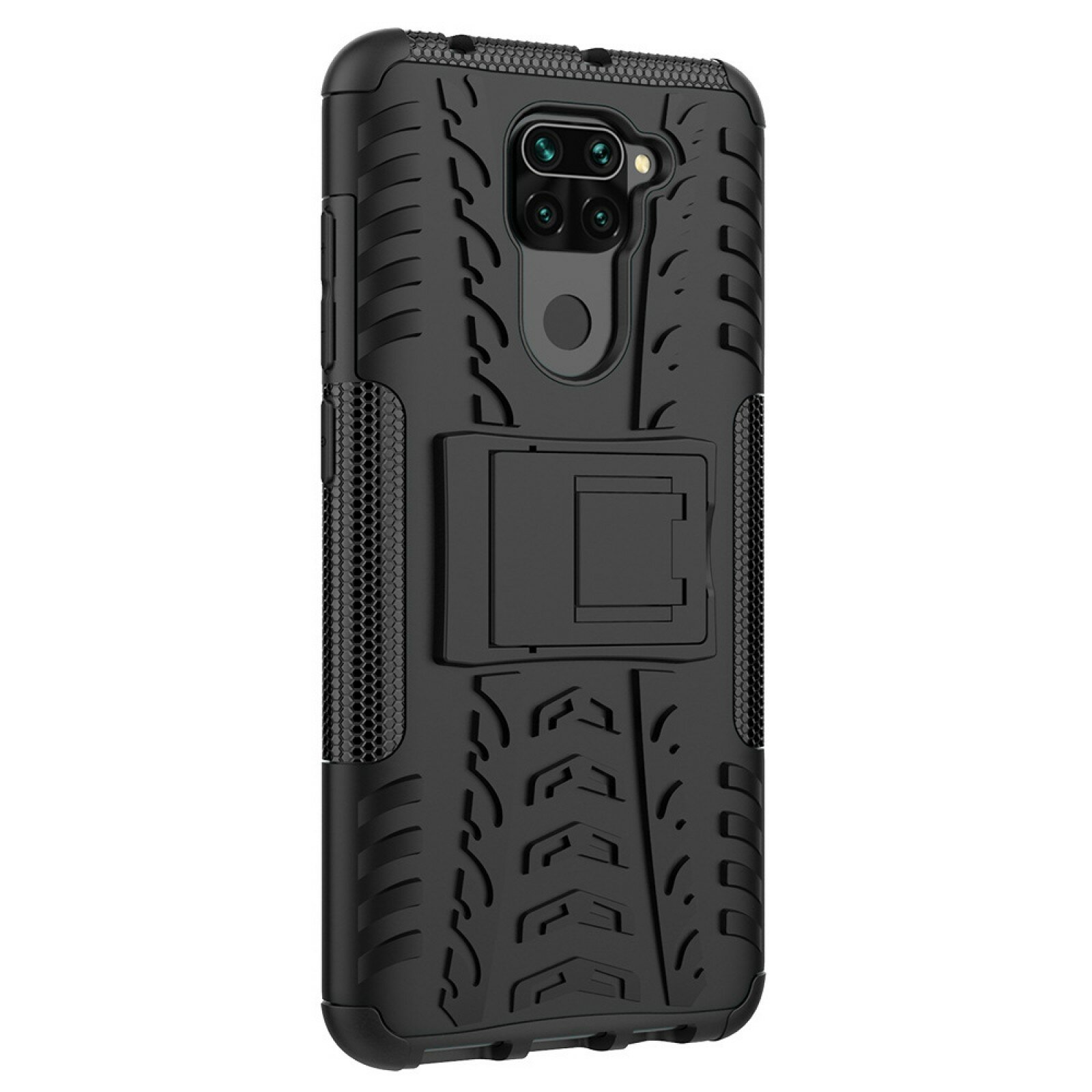 Противоударный чехол-бампер MyPads для Xiaomi Redmi Note 9 черный с усиленной защитой