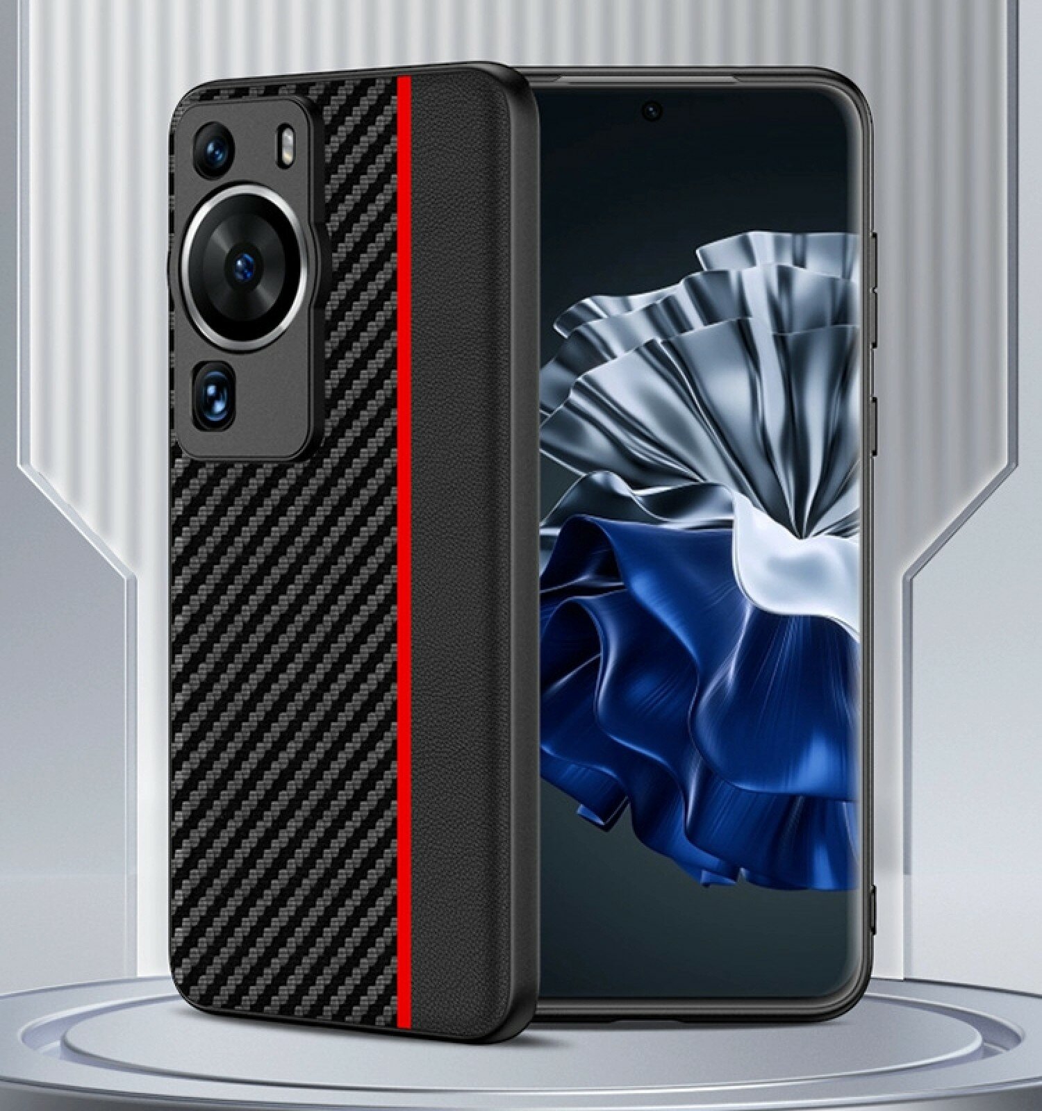 Чехол-бампер MyPads для Huawei P60 Art из прочного пластика с матовой карбоновой отделкой