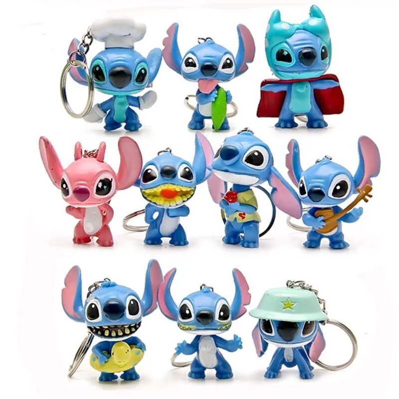 Аниме фигурки Набор фигурок Лило и Стич Брелок игрушки для детей / Lilo and Stitch Keychain10шт (5см, пакет)