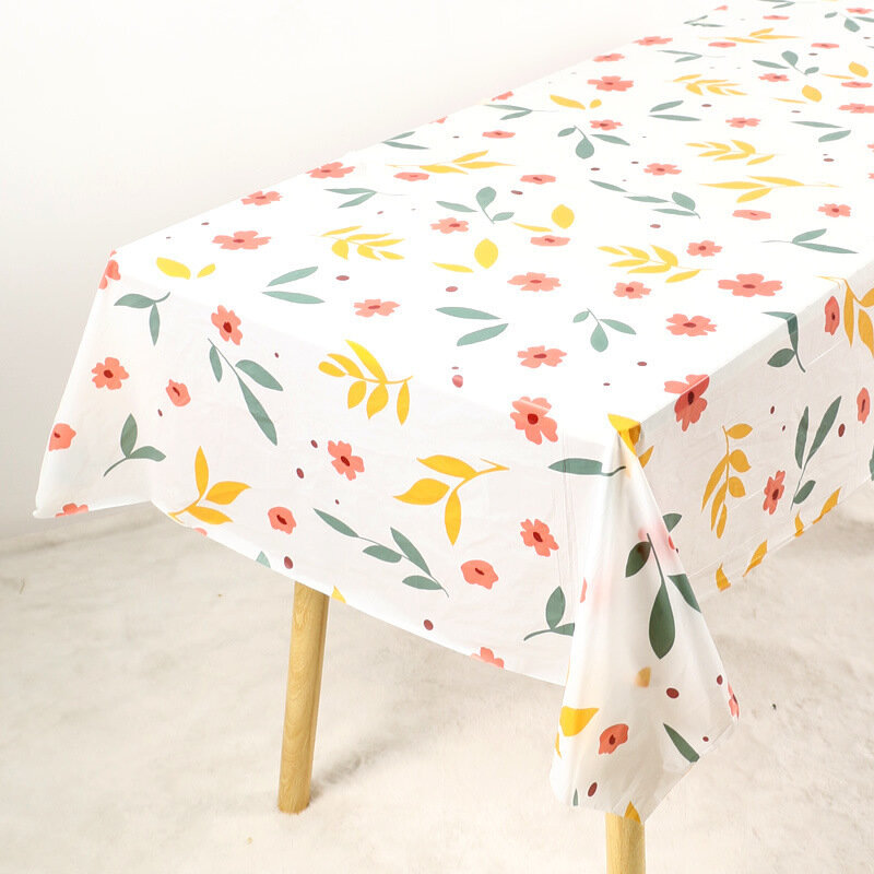 Одноразовая скатерть для детских праздников, стильный свежий принт, пластиковая водонепроницаемая скатерть для домашнего использования, квадратной формы.