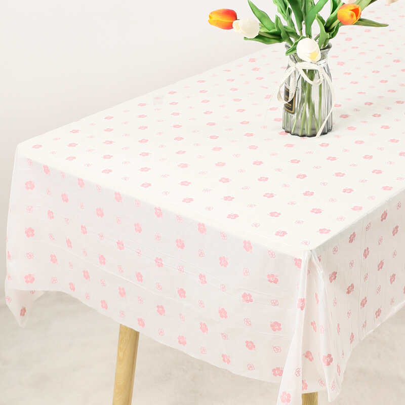 Одноразовая скатерть для детских праздников, стильный свежий принт, пластиковая водонепроницаемая скатерть для домашнего использования, квадратной формы.