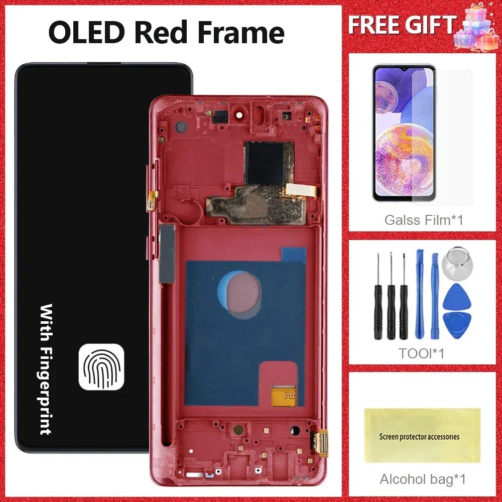 Экран AMOLED Note 10 Lite для Samsung Galaxy Note 10 Lite N770F N770F/DS N770F/DSM OLED Red Frame