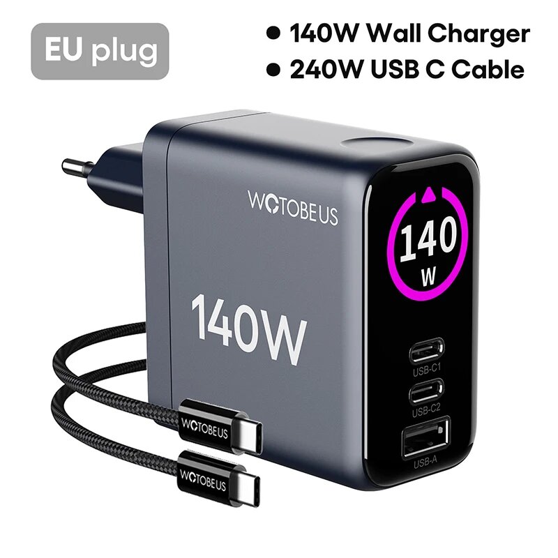 Зарядное устройство 140W EU, USB C, 240W кабель