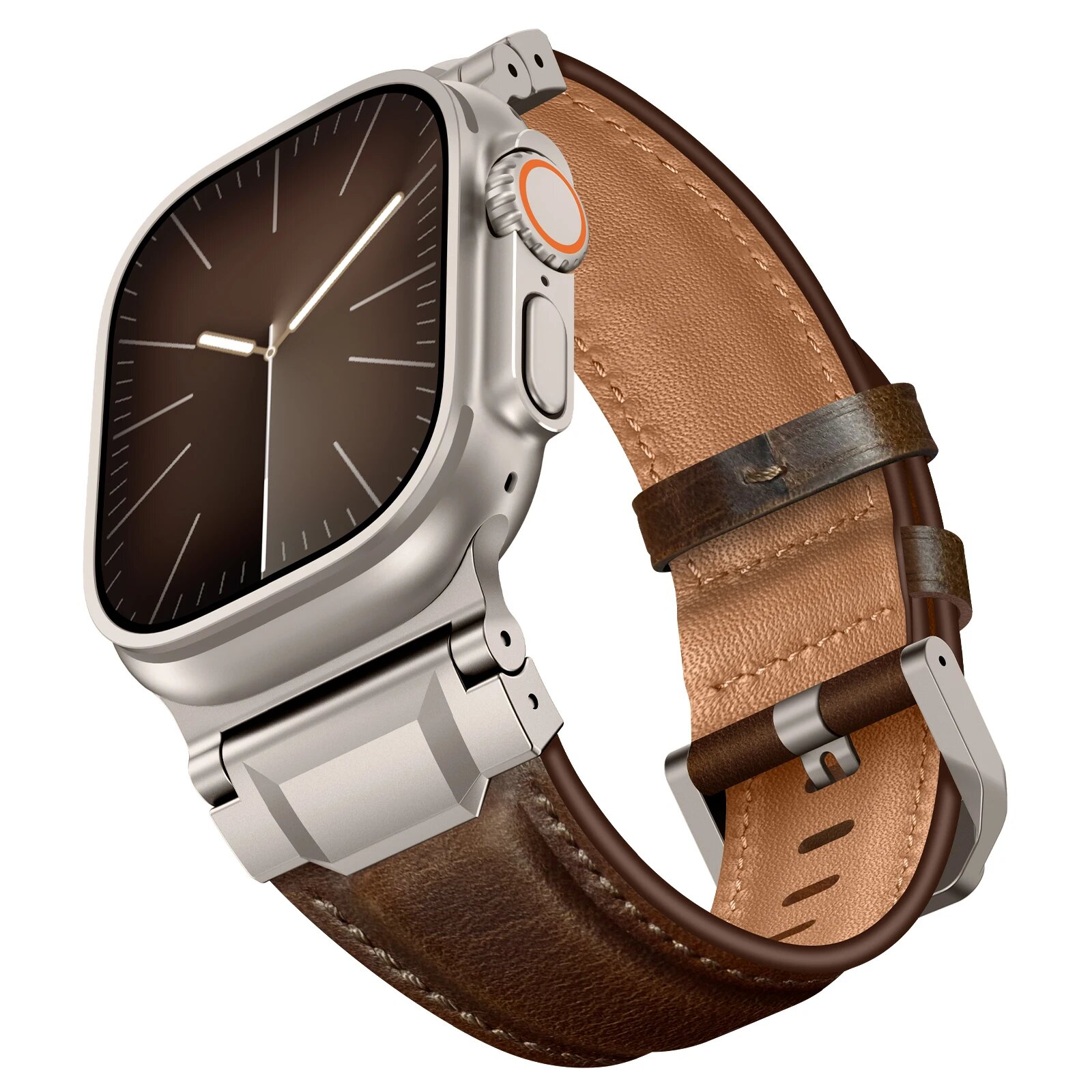 Ремешок VWAR TOP из натуральной кожи для Apple Watch, Titanium-A4