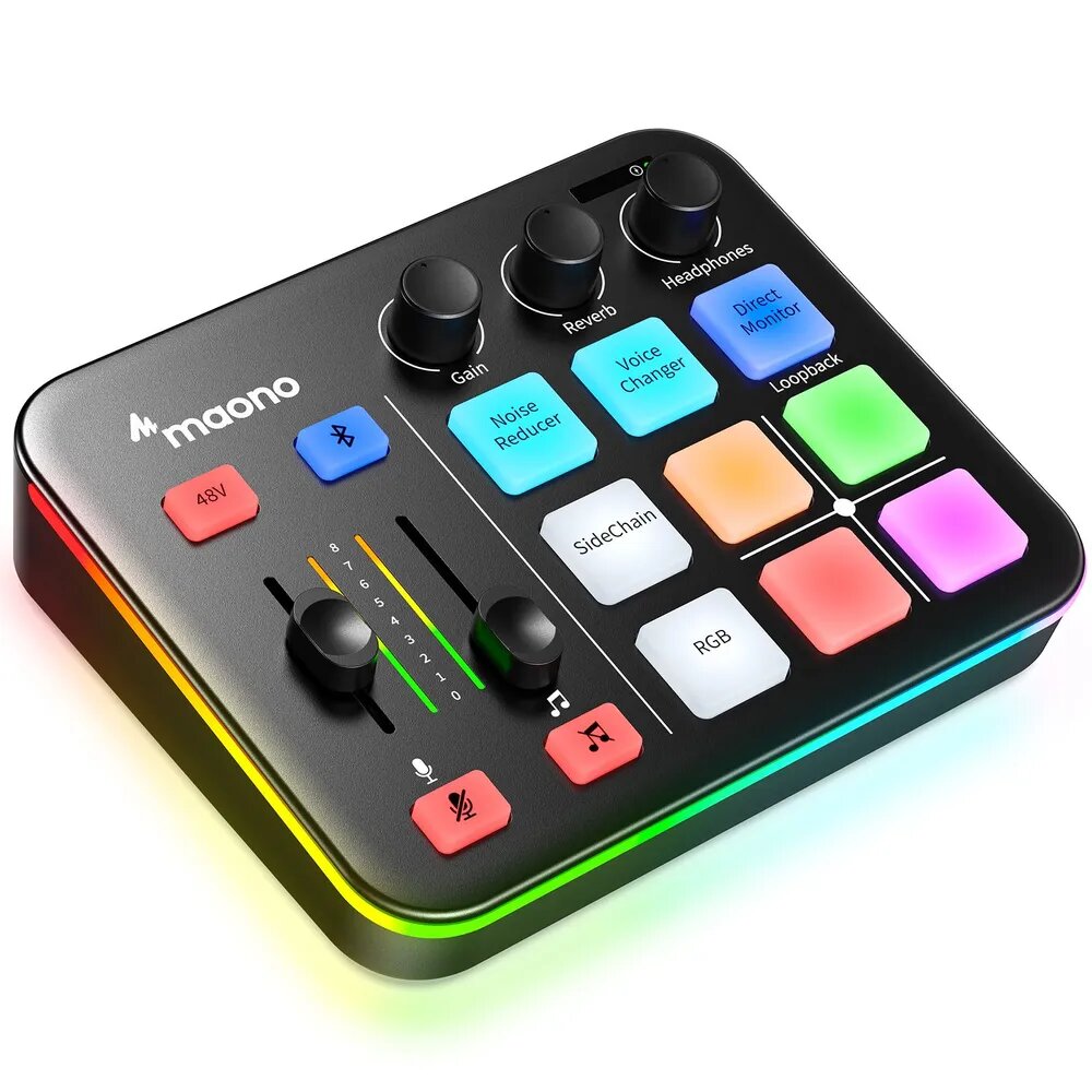 Maono MAONOCASTER G1 NEO Микшер для стриминга с RGB подсветкой и встроенным аудиоинтерфейсом