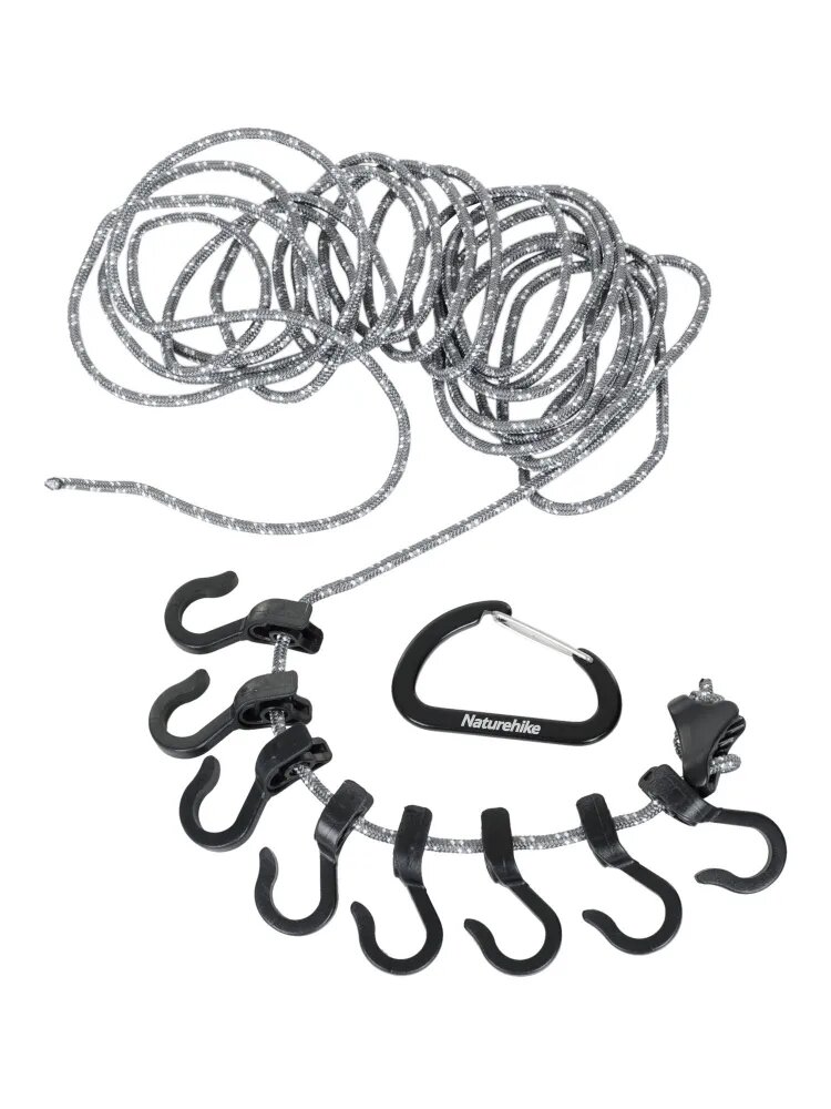Naturehike Canopy hanging rope - Многофункциональный подвесной трос 420 мм с крючками и карабином, 1 шт.