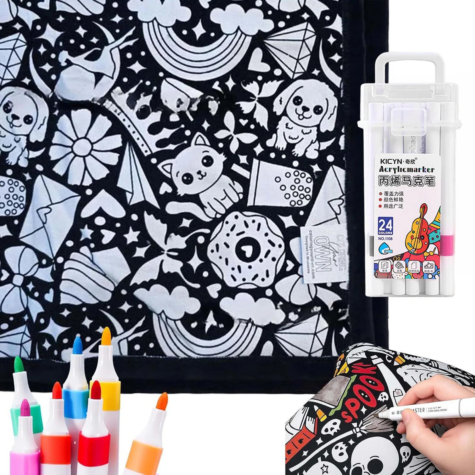 Раскрашиваемый плед с маркеры для детей 10