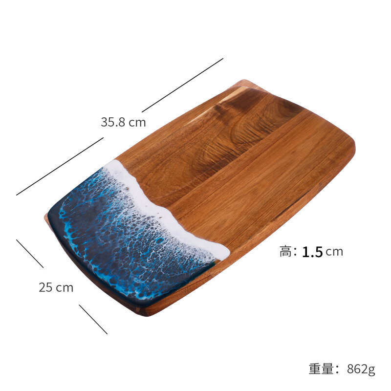 Трансграничная разделочная доска из смолы, разделочная доска из акации, доска для стейков из массива дерева, деревянная доска для пиццы, доска для фруктов в наличии.