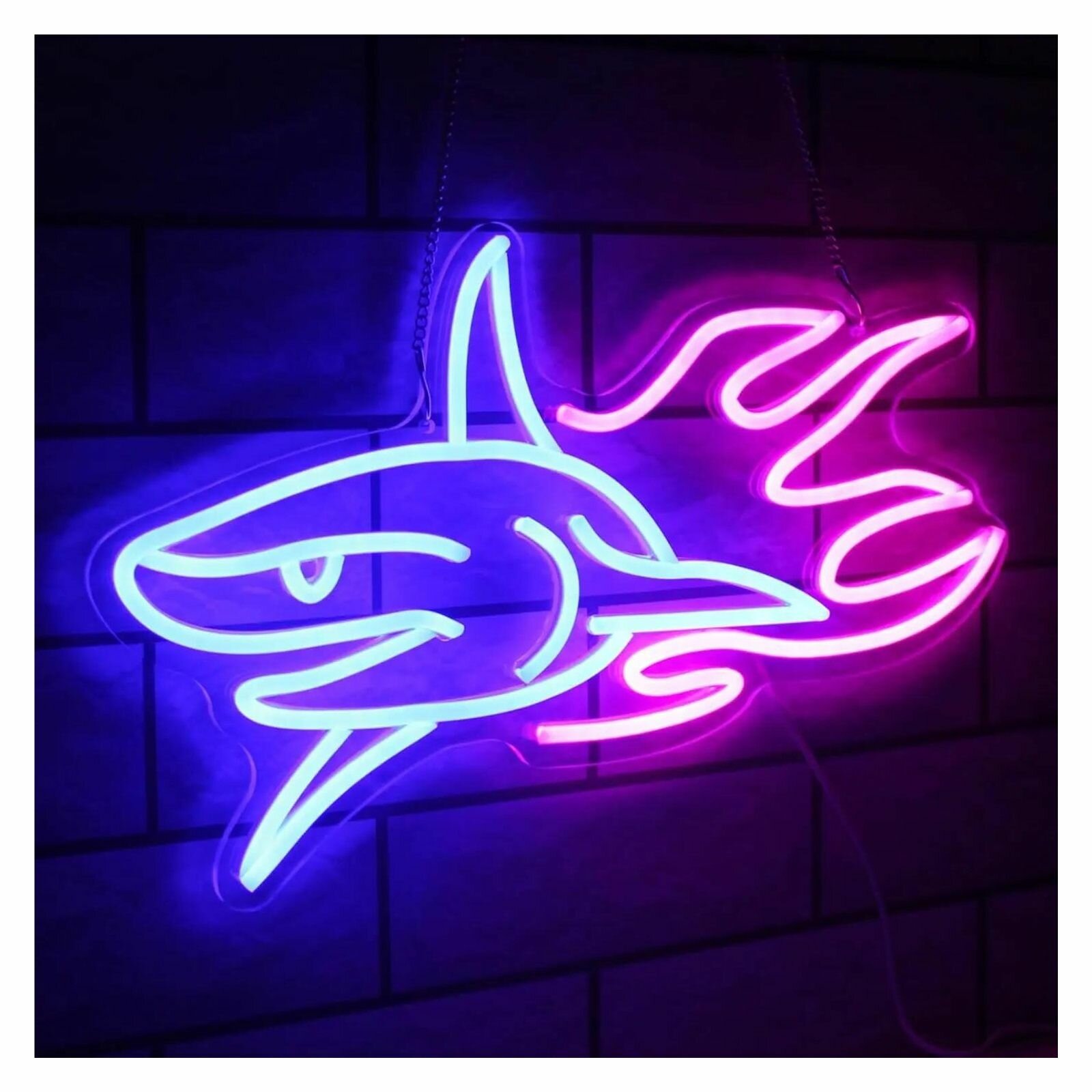 Неоновая лампа Shark с питанием от USB и регулируемой яркостью 26смх43см