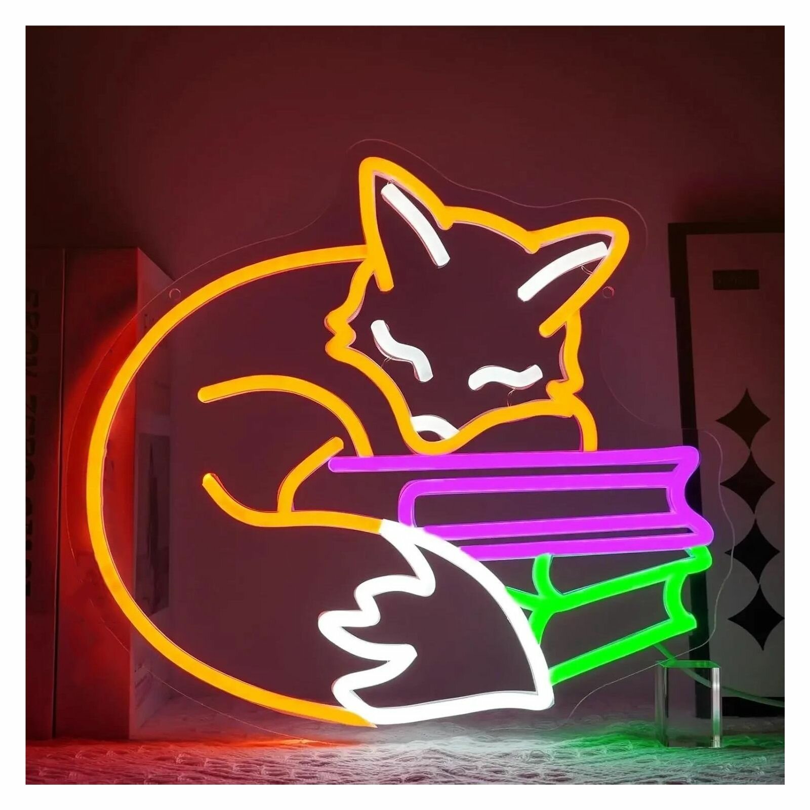 Неоновая Вывеска Лиса, Сон На Книгах , Светодиодная Лампа 38,5 См X 35,2 См