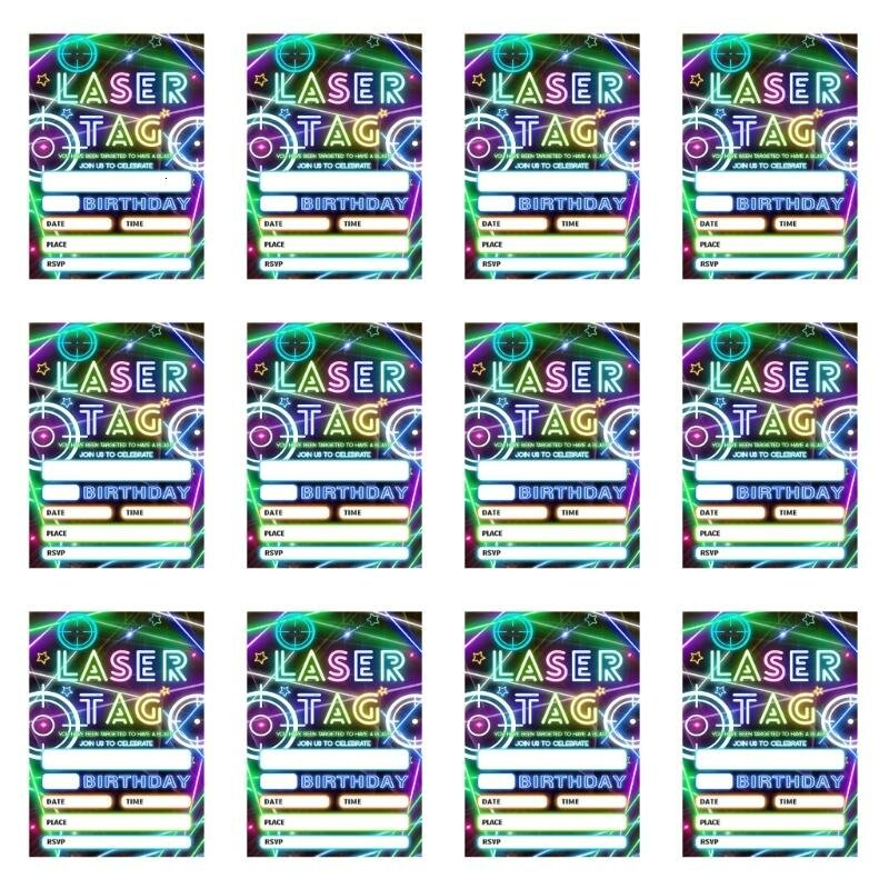 Чёрные пригласительные на день рождения, 12 шт, 6