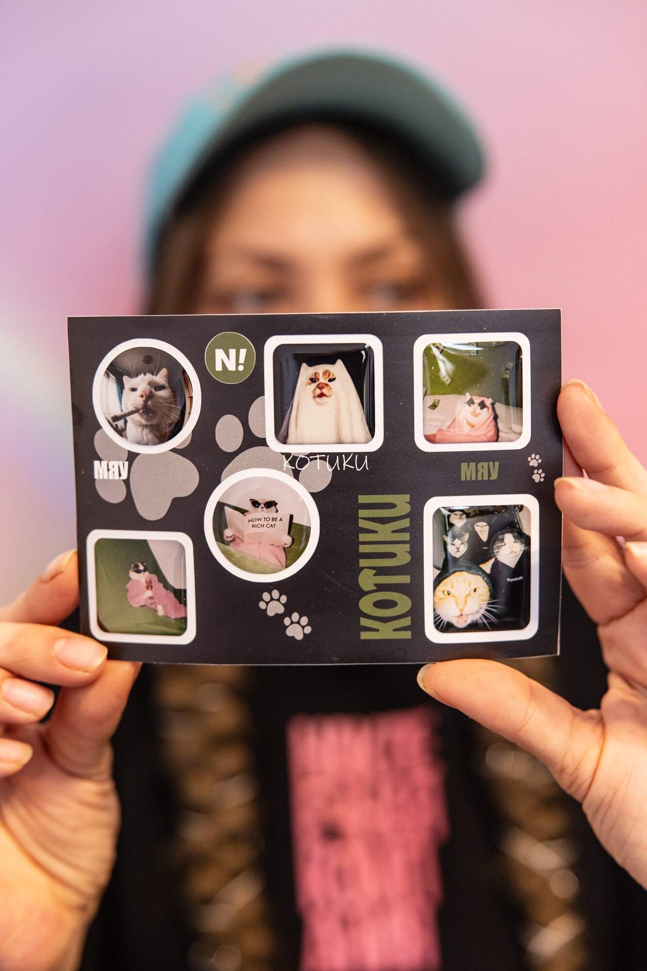 Наклейки 3D "Мемные котики", эпоксидная смола, бумага, винил, 6 шт