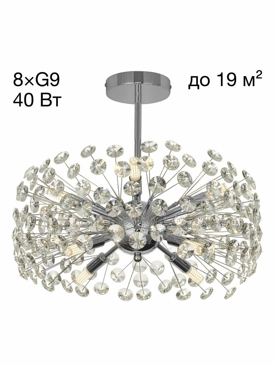 Потолочная хрустальная люстра 8 ламп G9 современная Eletto Betsy EL322CA08.1